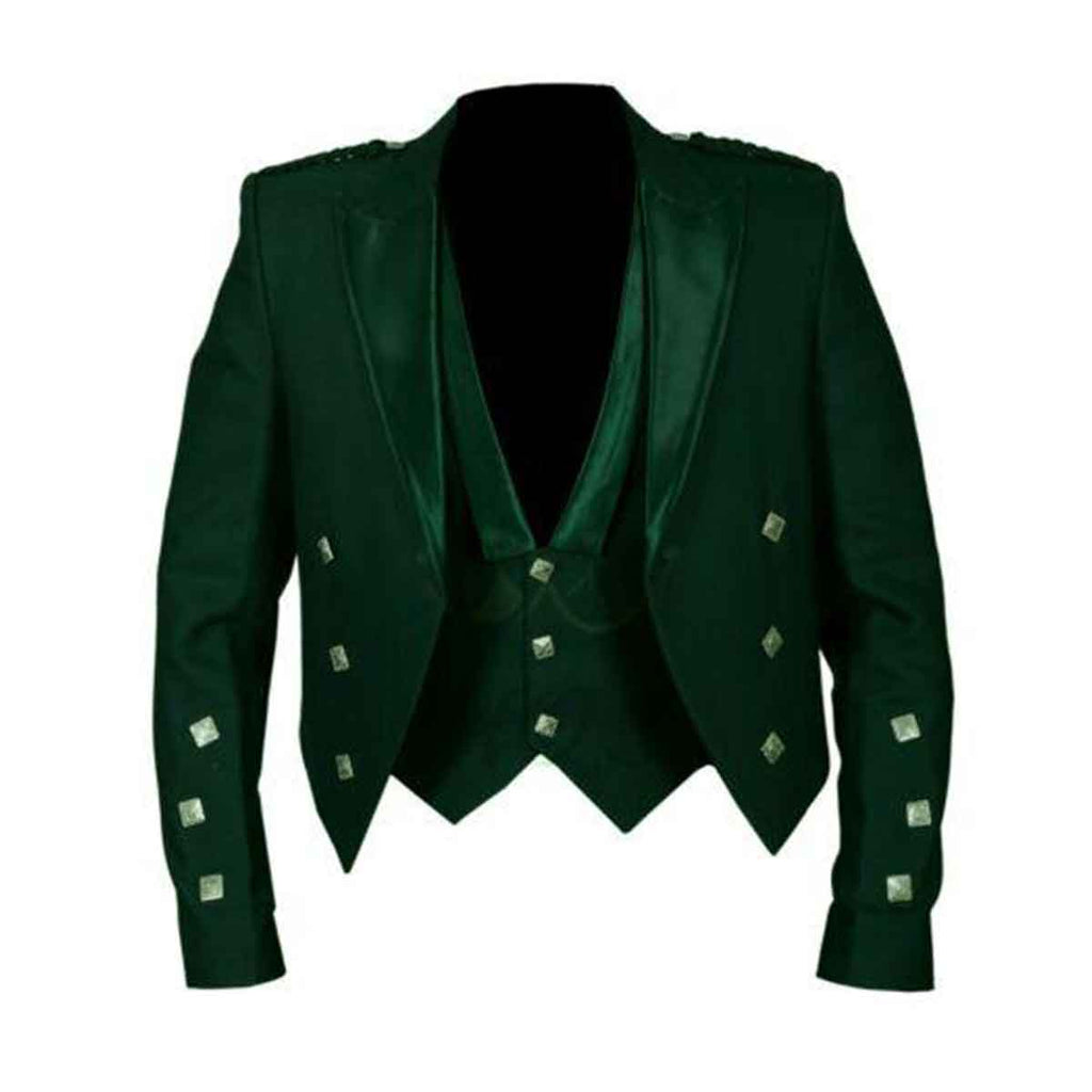 Prince Charlie Jacket With Vest Green Color | House Of Scotland
